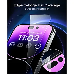 BENKS Designed for iPhone 14 Pro Max Screen Protector, [2 Pack] HD Tempered Glass Screen with [0 Dust 2023 Upgraded Easy Install Tool], Eye Protection