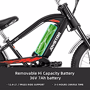 JOYSTAR 20" Electric Bike, Motorcycle Ebike with 250W Brushless Motor, Fixed Gear Fat Tire Cruiser E-Bike for Adults, Electric Bicycle