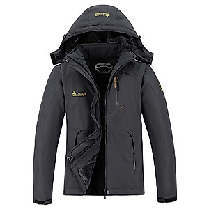 MOERDENG Men's Waterproof Ski Jacket Warm Winter Snow Coat Mountain Windbreaker Hooded Raincoat