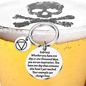 PLITI Sobriety Gift Addiction Recovery Gift Sober Gift Recovery AA Alcoholics Anonymous Birthday Gifts AA NA Gift Sobriety Keychain (Sobriety change lives)