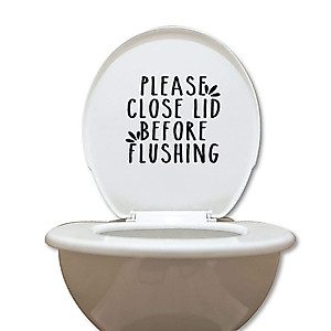 Farmhouse Styled Bathroom Toilet Lid - "Please close lid before Flushing" Vinyl Decal Sticker #FMH2
