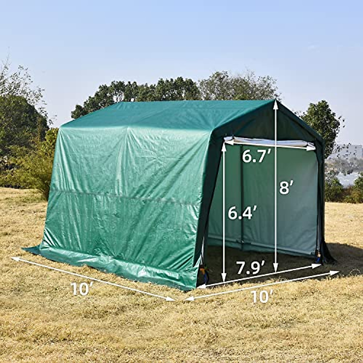 walnest Auto Storage Shelter Car Garage Steel Heavy Duty Carport Canopy Metal Frame Tent Waterproof (10×10×8ft, Green)