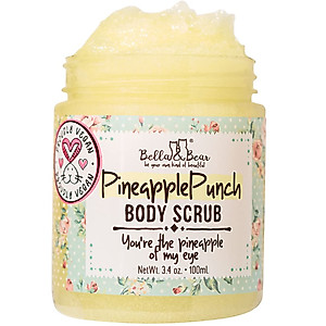 Bella & Bear Mini Travel Size Pineapple Bundle, Body Scrub, Whipped Bath Soap & Body Butter