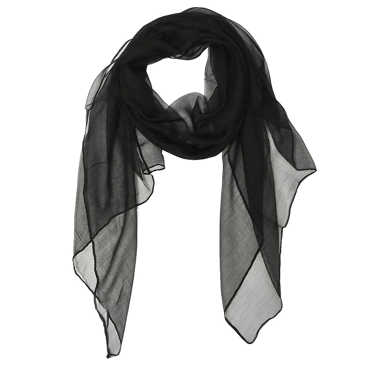 Wrapables Solid Color 100% Silk Long Scarf, Black,One Size