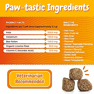 Inner Paw Dog Allergy Chews – 120 Soft Chews for Dog Allergy Relief – Natural Vegetable Flavor Allergy Immune Supplement for Dogs – Soothing and Calming Dog Treats