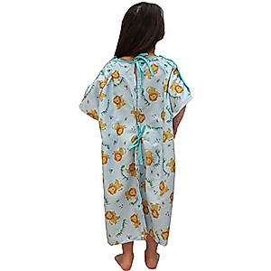 3 Pack - Pedatric IV Gown, Woven, 100% Polyester, Lazy Lion Blue Background (4 to 6 Year Old)