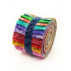 17 Pcs Fabric Strips Cute, Beautiful 100% Cotton Fabric Quilting Strips, Width 44 inch Length 2.5 inch, Gift Feathered Jelly Roll pre-Cut, DIY Blanket
