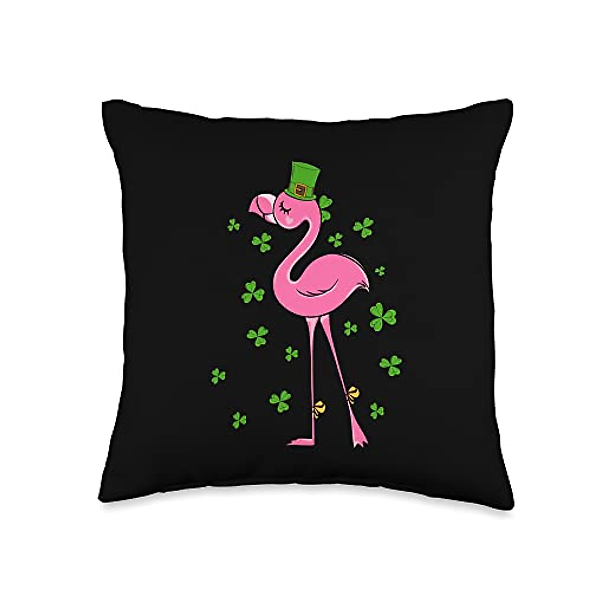 Leprechaun Flamingo St Patrick's Day Co. Leprechaun Irish Flamingo St Patrick's Day Green Shamrock Throw Pillow, 16x16, Multicolor