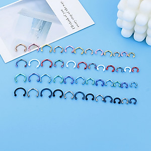 Drperfect Septum Jewelry 16G 14G 6MM 8MM 10MM 12MM Stainless Steel Silver Rose Gold Black Horseshoe Septum Nose Ring for Women Men Septum Piercing Jewelry