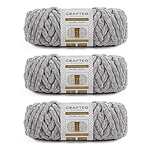 Crafted By Catherine Braided Velvet Yarn - 3 Pack, Grey, Gauge 7 Jumbo