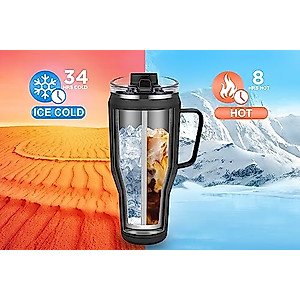 Zenbo 40 oz Tumbler with Handle –Keeps Drinks Cold up to 34 Hours,Leak Proof Lid and Straw -Insulated Tumbler Sweat Proof,Dishwasher Safe