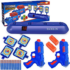 BAODLON Digital Shooting Targets with Foam Dart Toy Gun, Electronic Scoring Auto Reset 4 Targets, Shooting Game Toys Gifts for Age of 5, 6, 7, 8, 9, 10+ Years Old Kids, Boys, Compatible with 2 Toy Gun