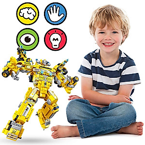 PANLOS 723 PCS Robot Building Kit, 8-in-1 Kids Model Engineering Construction Vehicle Building Blocks Sets, STEM Learning Building Bricks Toys for Kids Children Boys & Girls Age 4-8