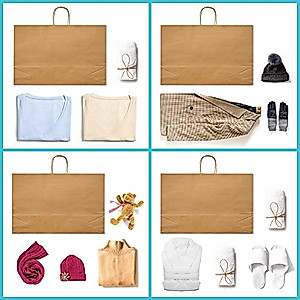 GSSUSA Gift Bags Large with Handles16x6x12 Brown 50Pcs, Kraft Paper Bags Bulk Bags for Small Business, Paper Shopping Bags, Grocery Bags, Shopping Bags for Boutique, Merchandise