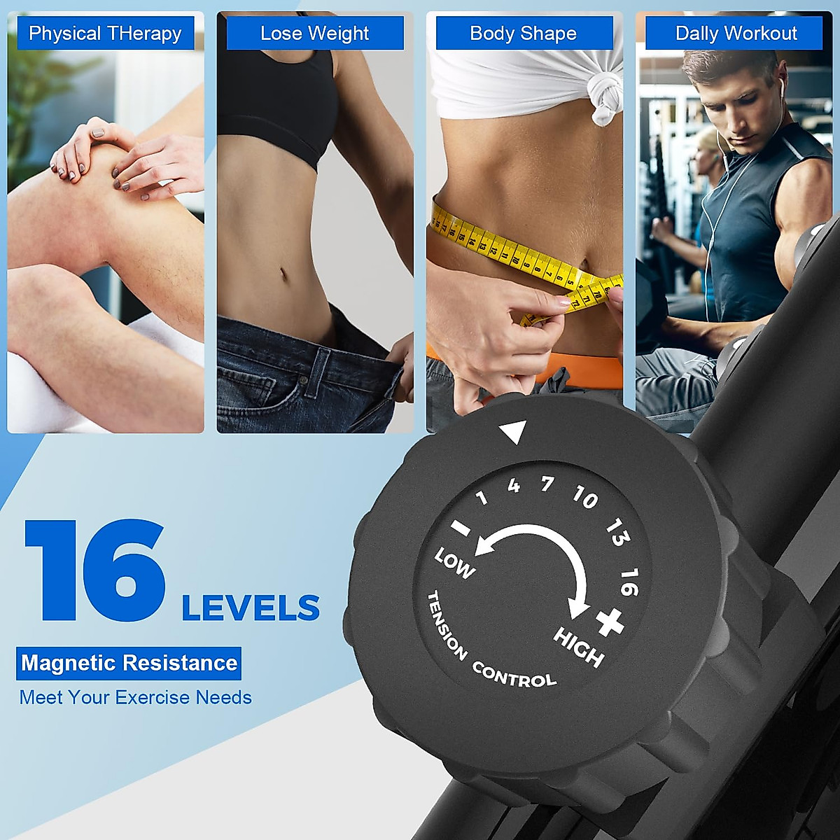 VANSWE Recumbent Exercise Bike for Adults Seniors - For Home Workout with 16 Levels Resistance, 380 lbs Weight Capacity, Bluetooth Connectivity and Pulse Sensor RB661(Red)