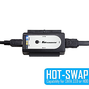 Kingwin USI-2535 USB 2.0 to SATA/IDE Adapter for 2.5 Inch, 3.5 Inch, 5.25 Inch Hard Drives with One Touch Back-Up, Power Supply Included