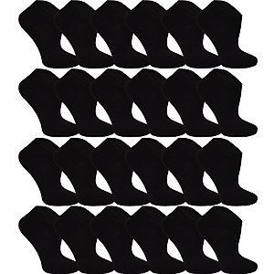 24 Pairs Thin Low Cut Ankle Socks for Men, Comfortable Lightweight Breathable Bulk Pack Wholesale (Black)