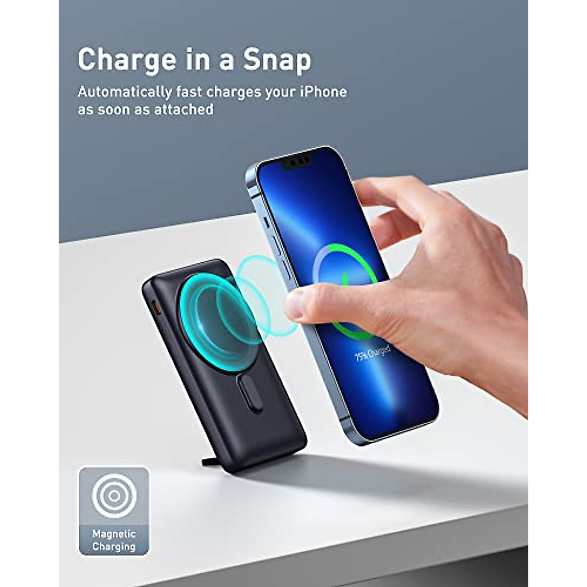 Baseus Magnetic Power Bank, 10,000mAh Foldable Kickstand Wireless Portable Charger, for Magsafe Battery Pack 20W USB-C for iPhone 14/14 Plus/14 Pro/14 Pro Max and iPhone 13/12 Series