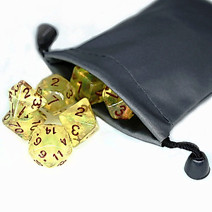 DND Dice Golden Transparent Dice with Color Changing Glitter for Dungeons and Dragons Role Playing Game,D&D,MTG,Pathfinder Dice Set with Dice Pouch