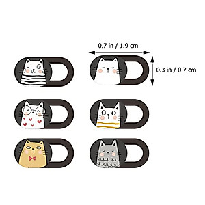 Mobestech 6pcs Web Phone Laptop for Webcam/Privacy Cartoon Desktop Camera Computer Protector Blocker Slide Cover Tablet Cat