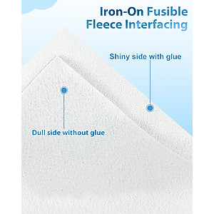 PLANTIONAL Iron-On Fusible Fleece Interfacing: 16.5 Inches x 10 Yards Light Weight Single-Sided Loft Iron On Fusible Fleece White for Sewing Crafting and Home Decor