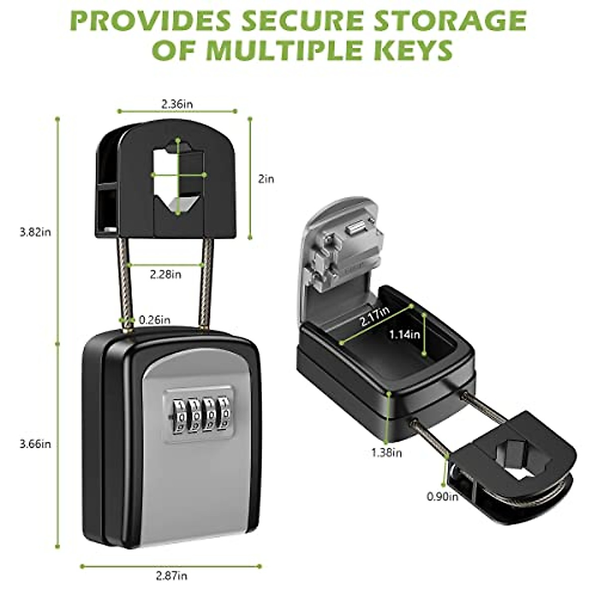 KeeKit Key Lock Box, Upgraded Key Safe Box with Removable Buckle, Resettable Code Key Storage Lock Box Waterproof with 4 Digit Combination, 5 Key Capacity for Home, Warehouse, Indoor & Outdoor