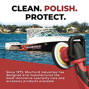 Shurhold 3101 Dual Action Random Orbital Car Boat Buffer Polisher Starter Kit with 16oz Pro Polish Wax & Sealant, 6.5” Foam Pad, Microfiber Towel, and Carrying Bag , Red