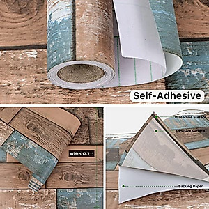 XINOBO (17.71"×118" Faux Wood Wallpaper Peel and Stick Wallpaper Wood Textured Wallpaper Removable Vintage Rustic Shiplap, Self Adhesive Waterproof Contact Paper for Counter Top, Cabinets, Bathroom
