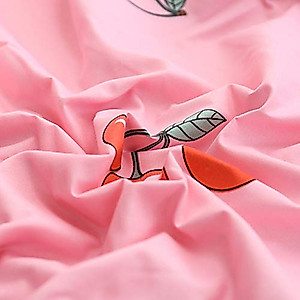 LAMEJOR Duvet Cover Set Queen Size Red Cherry/Floral Pattern Reversible Luxury Soft Bedding Set Comforter Cover (1 Duvet Cover+2 Pillowcases) Pink