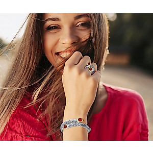 UNY JEWEL Jewelry Ring Multi Strand Foxtail Chain Woven Pattern Inlay 6 by 8 Oval CZ Vintage Antique Two Tone Elegant Designer Inspired Ring (Size 9 Black)