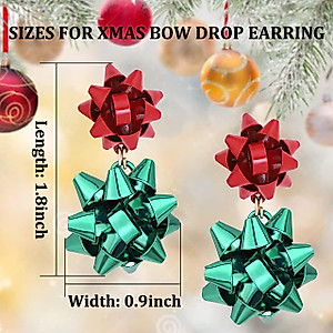 CEALXHENY Christmas Earrings for Women Festive Bow Drop Dangle Earrings Gift Stud Earrings Set for Women (A Red+Green)