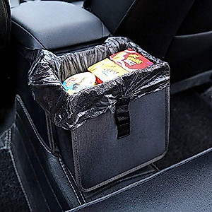 Hanging Car Trash Bag Can Premium Waterproof Litter Garbage Bag Organizer 1.85 Gallon Capacity Black Powertiger