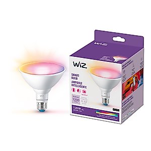 WiZ Connected 120W PAR38 Color LED Smart Light Bulbs - Connects to Your Wi-Fi - E26 Smart Bulb - Control with Voice or App + Activate with Motion - Matter Compatible - 1 Pack