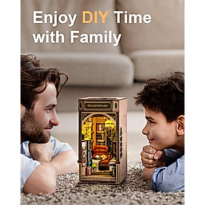 rowood Book Nook,DIY Book Nook Kits for Adults,3D Wooden Puzzle Bookend Miniature Kit,Bookshelf Insert Decor Alley,Wood Craft Hobbies for Women/Men,Birthday Christmas Gifts-Bookstore