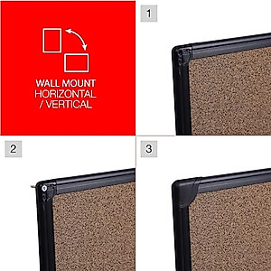 Universal UNV43022 36 in. x 24 in. Tech Cork Board - Black Plastic Frame