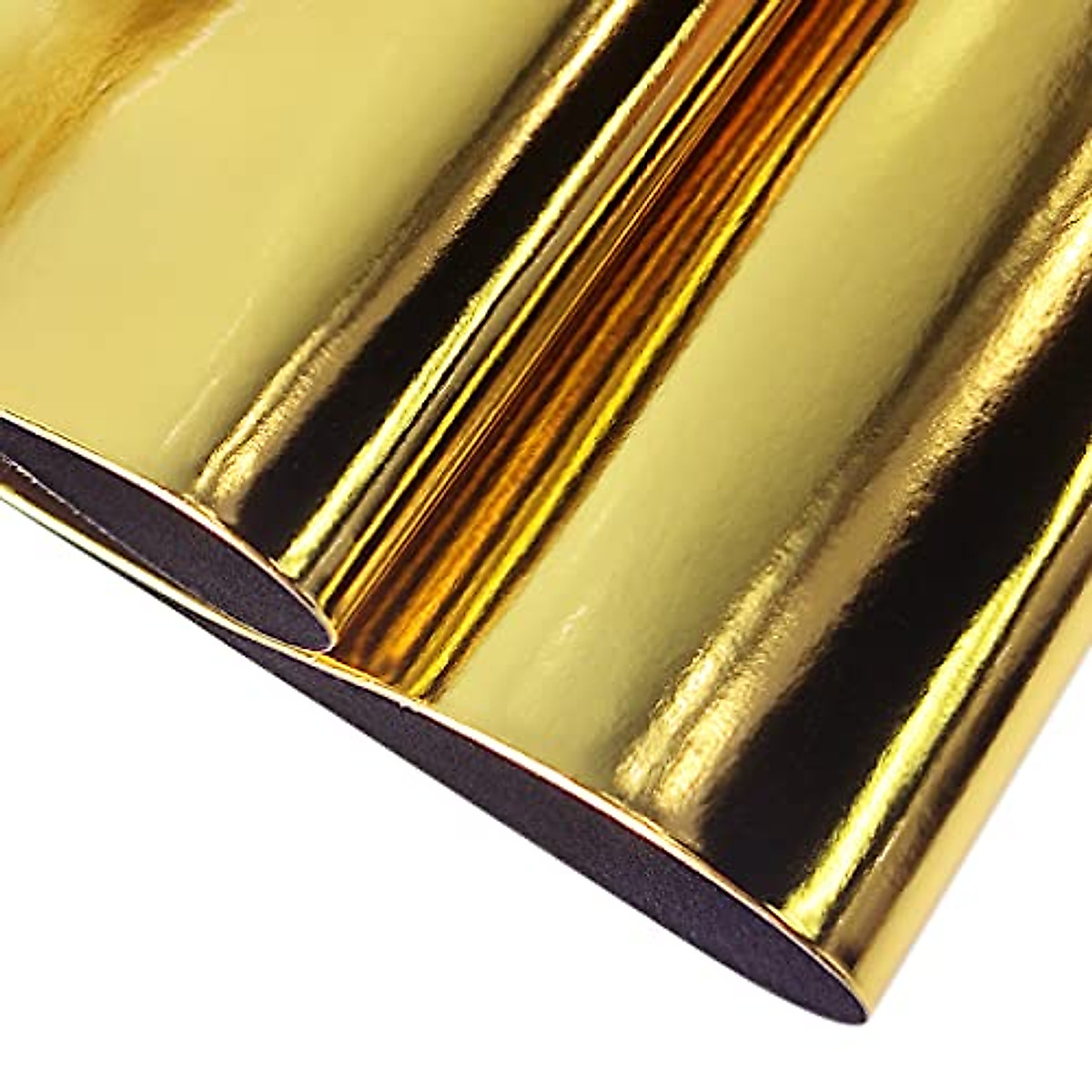 HYANG Gold PU Faux Leather Sheets 1 Roll 12"X53"(30cmX135cm), Faux Leather Very Suitable for Crafts Making Leather Earrings, Bows, Handbag ，Sewing (Mirror)