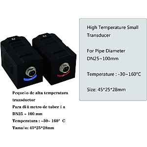 Portable Ultrasonic Flow Meter Liquid Flow Meter with 2 High Temperature TS-2-HT and TM-1-HT Transducer and Bracket HS-HT and HM-HT for Pipe Diameter DN25 to 300mm Max Liquid Temperature 160 Degrees