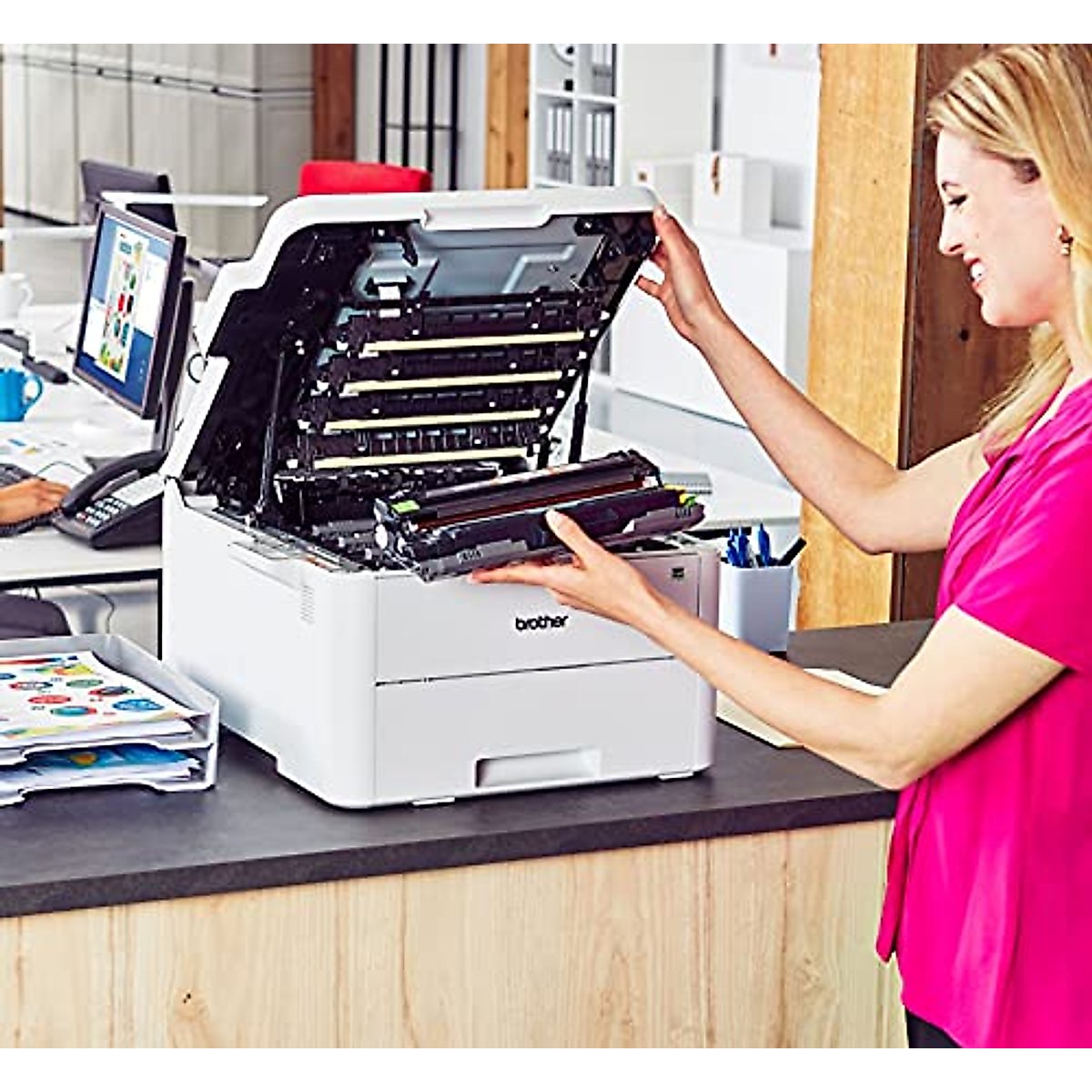 Brother HL-L3270CD Compact Wireless Digital Color Laser Printer with NFC for Home Office - Single-Function: Print Only - 2.7" Touchscreen, Auto Duplex Print, 25 ppm, 250 Sheet, CBMOUN Printer Cable