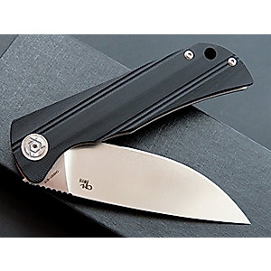 Eafengrow CH3001-G10 Folding Knives D2 Steel Blade G10 Material Handle Camping Knife Flipper Blade Knife Hunting Survival Hand EDC Tools (Black)