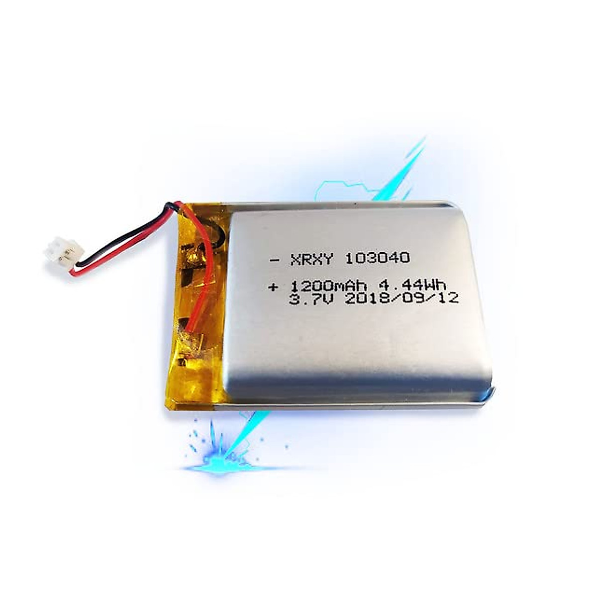 Ecologic Mart Lithium Ion Batteries, 3.7 Volt Rechargeable Battery, 1200mAh LiPo Battery, Reading Book Light Battery Replacement, 103040 Type with Micro JST 1.25mm 2Pin Male Connector