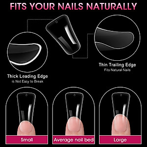 krofaue Duck Nails - Clear Nail Tips 120pcs Acrylic Fake Nails Curved Nail Tips 12 Sizes Crystal Duck Feet Style Nail Tips Full Cover False Nails Wide French Nails with Box Extra Nail for Nail Salon