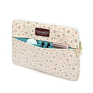 Canvaslove Pink Chrysanthemum Laptop Sleeve Case Bag with Pocket for MacBook Pro 14 inch,Surface Laptop 14.4 inch and HP Lenovo Dell ASUS Acer 14 inch Laptop Computer