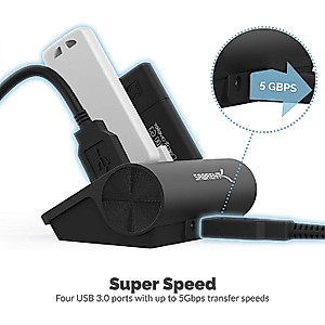 SABRENT 4-Port USB 3.0 Hub - Aluminum Design, Portable Data Hub with 2.5ft Cable for iMac, MacBook, PC - Black (HB-MC3B)