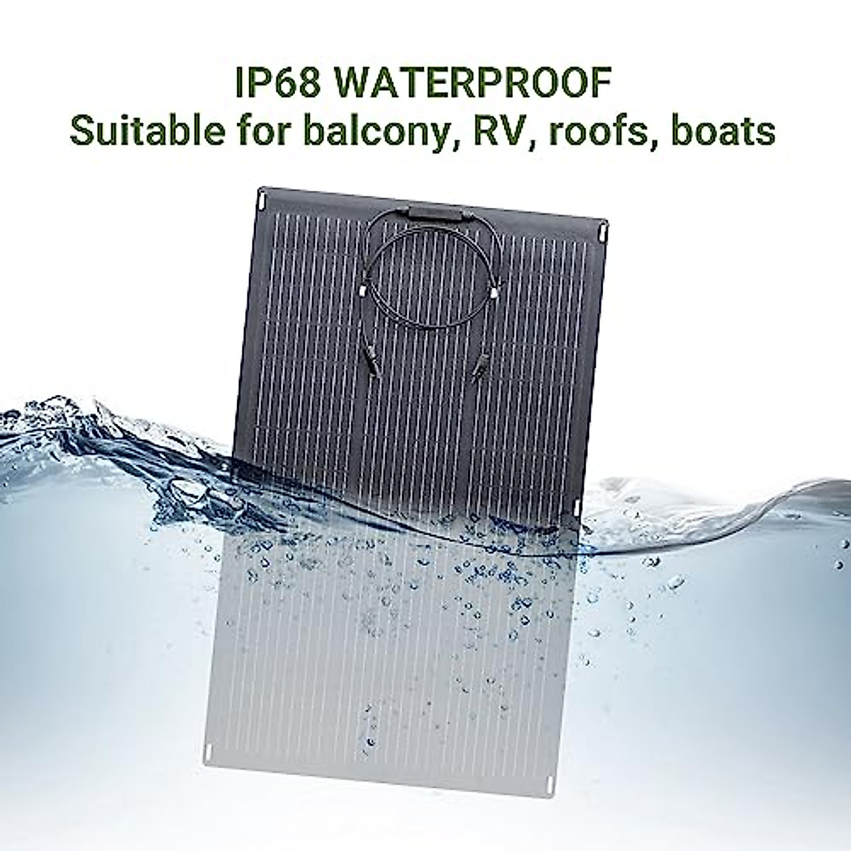 ALLPOWERS SF100 Flexible Solar Panel 100W 24V / 12V IP68 Monocrystalline Solar Modules Bendable Semi-Flexible Mono Solar Panel 100 Watt for RV Roof Boat Cabin Van Uneven Surfaces