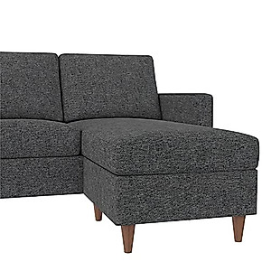 DHP Liah Reversible Sectional Sofa with Pocket Spring Cushions, Dark Gray