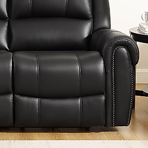 Hydeline Marco Top Grain Leather Zero Gravity Reclining Sofa Couch, 88.5", Black, Memory Foam, Pocket Coils and Control Panel