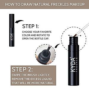 KYDA 2 Colors Liquid Freckle, Natural Freckle Makeup Pen, Longlasting Face Freckle Liquid Makeup, Soft Dot Sopt Pen Magic Freckle Color-Light Brown&Dark Brown