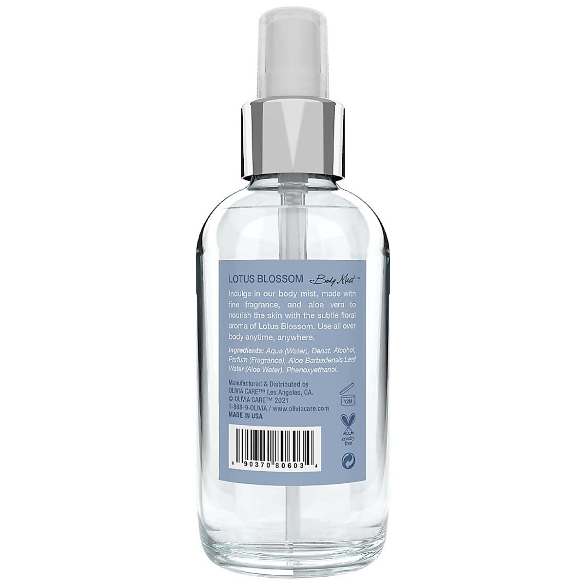 Olivia Care Body Mist Spray Made with Natural Lotus Blossom Fragrance Scent - Refreshing, Soothing & Cooling- Eliminate Odor with Fresh Aroma