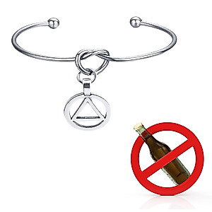 BAUNA Recovery Alcoholics Anonymous Cuff Bracelet 12 Step Jewelry Alcoholics Anonymous Gifts Alcoholics Anonymous Symbol Pendant Sobriety Gift Sponsor Gift (Alcoholics Anonymous Cuff Bracelet)