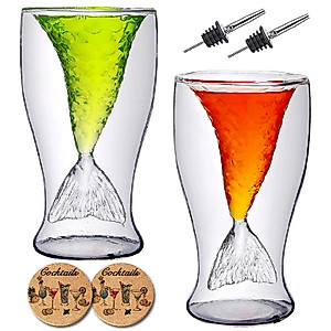 Mermaid Gifts,Set of 2 3OZ shot glasses for Girl & Women,Mermaid Tail Wine Glasses, Novelty Mermaid Shot Glass,for Beer Whiskey Cocktail,Gift for Mermaid Party Favors,Birthday,Christmas,New Year